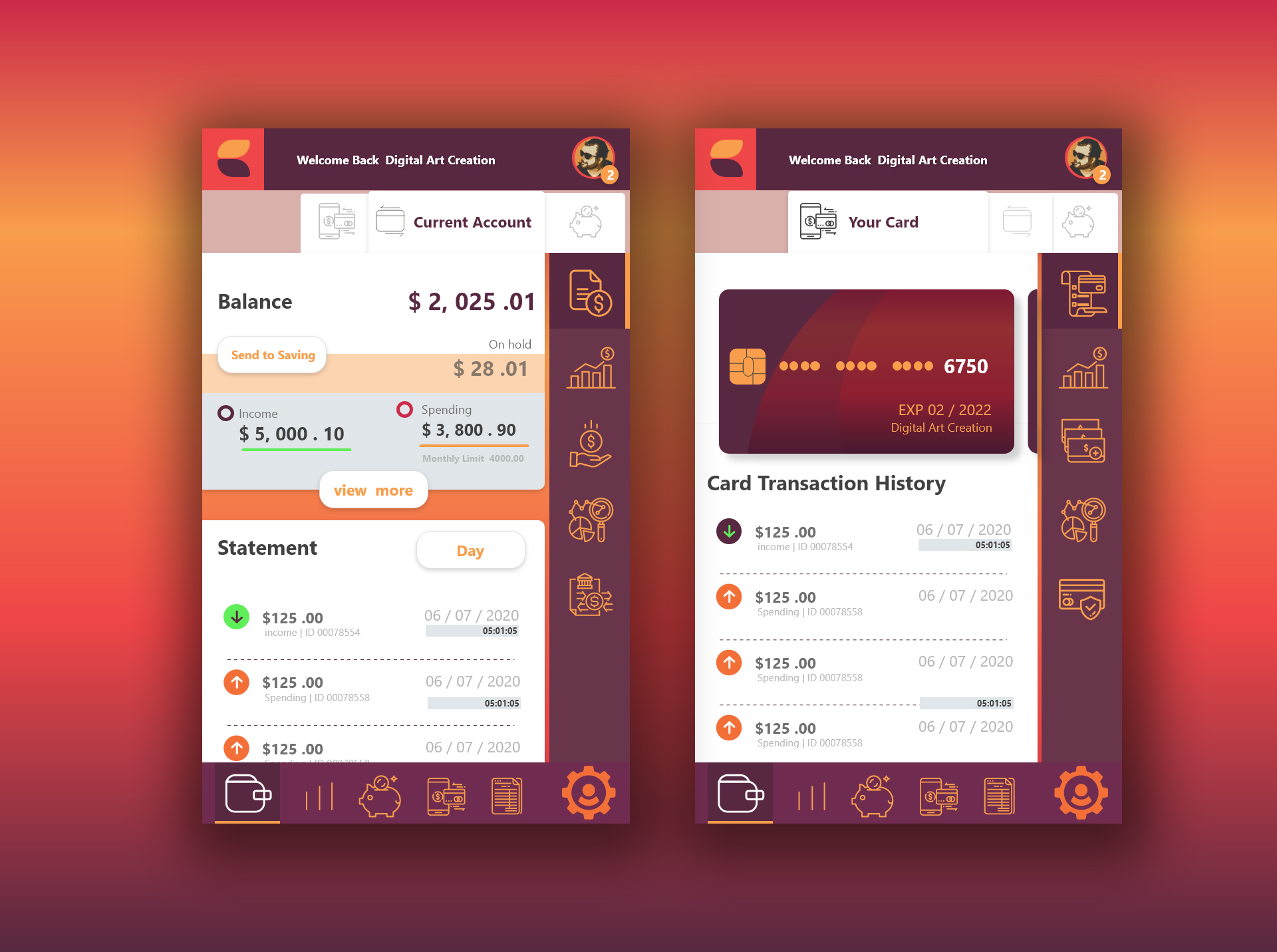 Bank account statement Mobile UI – sasi-kumar.com
